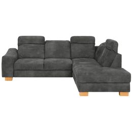 Home Affaire Ecksofa &raquo;Dundee L-Form&laquo; wahlweise mit Kopfteilverstellung und zus&auml;tzlich mit Bettfunktion grau Luxus-Microfaser Florence (100% Polyester)