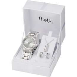 Firetti Damen Quarzuhr Armbanduhr, Damenuhr, Glassteine, ideal auch als Geschenk silber