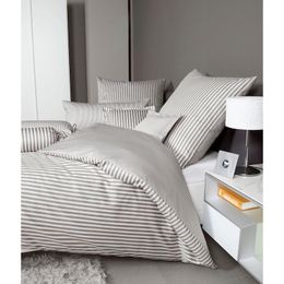 Janine Wendebettw&auml;sche &raquo;modernclassic 3912, 100% Baumwolle&laquo; 2 Stk. mit Rei&szlig;verschluss, Streifen Design braun Mako-Satin, Obermaterial: 100% Baumwolle