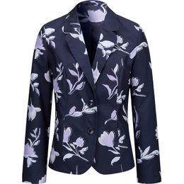 CR&Eacute;ATION L Damen Blazer mit Blumen-Muster, gef&uuml;ttert marine-flieder-bedruckt Gr&ouml;&szlig;e 44
