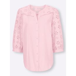 Heine Damen Baumwollbluse mit Lochstickerei hellros&eacute; Gr&ouml;&szlig;e 36