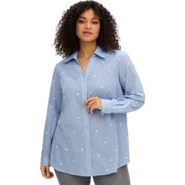 sheego Damen Hemdbluse mit Bl&uuml;tenstickereien bleu Gr&ouml;&szlig;e 46