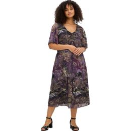 sheego by Joe Browns Damen Druckkleid aus Mesh, mit Paisleyprint lila-magenta-gemustert Gr&ouml;&szlig;e 50