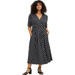 sheego by Joe Browns Damen Jerseykleid mit Polka-Dots schwarz-wei&szlig;-gemustert Gr&ouml;&szlig;e 58