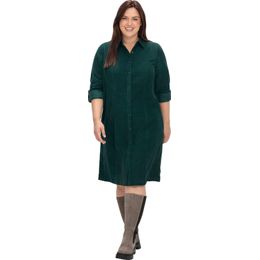 sheego Damen Hemdblusenkleid aus weichem Cord tiefgr&uuml;n Gr&ouml;&szlig;e 48