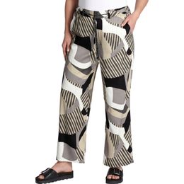 sheego Damen Marlene-Hose mit Grafikprint schwarz-grau-bedruckt Gr&ouml;&szlig;e 50