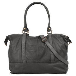 Samantha Look Damen Reisetasche echt Leder, Made in Italy grau
