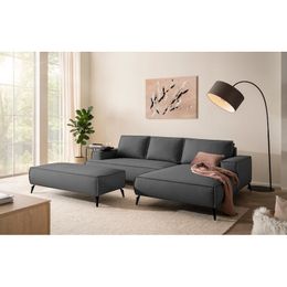 Home Affaire Sitzgruppe &raquo;TVINNU, Polsterecke L-Form, Schlaffunktion, mit Hocker&laquo; Set, Set, stellbar zum Schlafsofa (Krokodilverbinder) grau