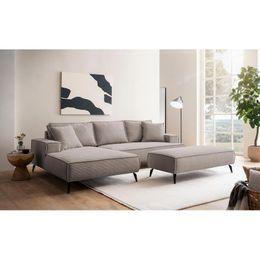 Home Affaire Sitzgruppe &raquo;TVINNU, Polsterecke L-Form, Schlaffunktion, mit Hocker&laquo; Set, Set, stellbar zum Schlafsofa (Krokodilverbinder) braun