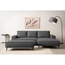 Home Affaire Sitzgruppe &raquo;TVINNU, Polsterecke L-Form, Schlaffunktion, mit Hocker&laquo; Set, Set, stellbar zum Schlafsofa (Krokodilverbinder) grau