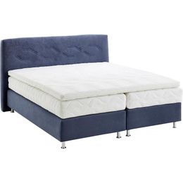 Westfalia Schlafkomfort Boxspringbett wahlweise mit Topper blau Bezug: Microvelours 100% Polyester