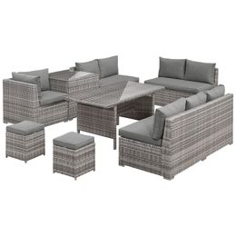 Konifera &raquo;Kalamos&laquo; Set, 3er-Sofa, 2x 2er Sofa, Ecksofa, 2x Hocker, 2x Tisch, inkl. Auflagen, 23 Stk. tlg. Polyrattan, Aluminium, 10 Personen, 