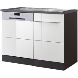 KOCHSTATION Sp&uuml;lenschrank &raquo;KS-Brindisi&laquo; 110 cm breit, inkl. M&ouml;belt&uuml;r f&uuml;r Geschirrsp&uuml;ler sowie Einbausp&uuml;le wei&szlig; Holzwerkstoff, MDF