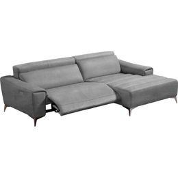Egoitaliano Ecksofa &raquo;Suzette, Designsofa mit hohem Sitzkomfort&laquo; mit Recamiere, inkl. 1 elektronischen Relaxfunktion, L-Form grau Luxus-Micofaser Lederoptik (100% 