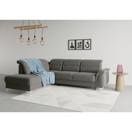 Sit & More sit&more Ecksofa &raquo;Sinatra L-Form&laquo; mit Ottomane, optional mit Kopfteilverstellung und Armteilfunktion grau 90% Polyester, 10% Polyamid