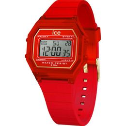 Ice Watch Ice-Watch Damen ice-watch Chronograph &raquo;ICE digit retro - Clear - Small&laquo; Armbanduhr, Quarzuhr, Damenuhr, Silikonarmband, Datum, digital rot