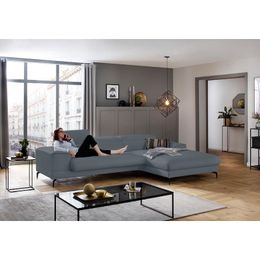 W.Schillig Ecksofa &raquo;piedroo, Designsofa mit tollem Sitzkomfort, L-Form&laquo; Kopfteilverstellung, wahlweise mit Sitztiefenverstellung, Breite 303cm blau 