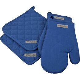Ross Topflappen &raquo;Exclusiv&laquo; 2x Topflappen und 2x Grillhandschuh, 100% Baumwolle blau 100% Baumwolle