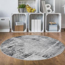 ANDIAMO Teppich &raquo;Luna&laquo; rund 7 mm H&ouml;he Kurzflor, modernes Design, meliert, Wohnzimmer, Schlafzimmer grau Kunstfaser