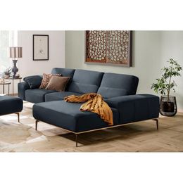 W.Schillig Ecksofa &raquo;run, Designsofa mit tollem Sitzkomfort, bequem, L-Form&laquo; mit Holzsockel, F&uuml;&szlig;e in Bronze pulverbeschichtet, Breite 319 cm blau 