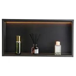 VEVOR Duschnische, 10,16x33,02x63,5 cm, versenkte Wandnische mit LED-Streifen, Shampoo-Aufbewahrungs-Organizer aus Edelstahl, langlebig & einfach zu installieren, schwarz f&uuml;r Badezimmer