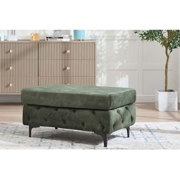 Riess Ambiente Chesterfield Sitzhocker MODERN BAROCK 95cm gr&uuml;n Samt Fu&szlig;hocker Riess-Ambiente