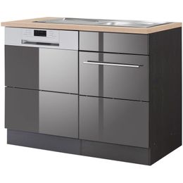KOCHSTATION Sp&uuml;lenschrank &raquo;KS-Wien&laquo; Breite 110 cm, inkl. M&ouml;belfront f&uuml;r teilintegrierbaren Geschirrsp&uuml;ler grau Holzwerkstoff, MDF