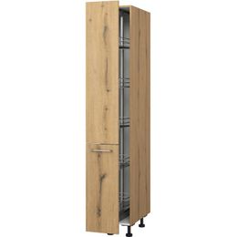 KOCHSTATION Apothekerschrank &raquo;KS-Trea SVAV30-195&laquo; inklusive 5 verstellbarer Drahtk&ouml;rbe, H&ouml;he 195 cm, Breite 30 cm braun
