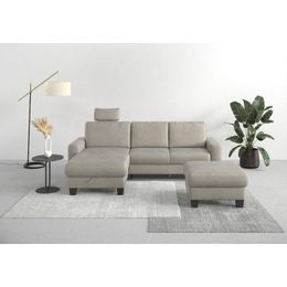 Home Affaire Ecksofa &raquo;Summer L-Form&laquo; mit Recamiere, mit oder ohne Bettfunktion und Bettkasten, Cord-Bezug grau 95% Polyester, 5% Polyamid