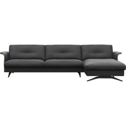 FLEXLUX Ecksofa &raquo;Glow, super bequem durch hochwertigem Sitzaufbau mit Federkern, L-Form&laquo; Modernes skandinavisches Design schwarz 100% Echteder