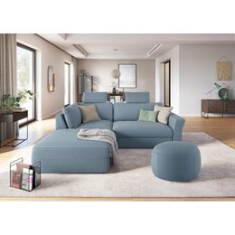 Sit & More sit&more Ecksofa &raquo;Cadabra L-Form&laquo; Breite 243 cm, inklusive Sitztiefenverstellung blau Samtoptik (100% Polyester);Soft clean (98% Polyester, 2% 