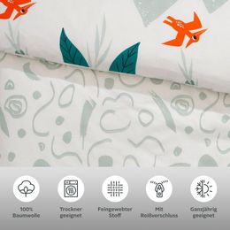 OTTO home Kinderbettw&auml;sche &raquo;CUDDLEE&laquo; 2 Stk. in vielen Designs: Dino,Einhorn,Weltraum,Baustelle,Herz,Trecker,Safari gr&uuml;n Renforc&eacute;, Obermaterial: 100% 