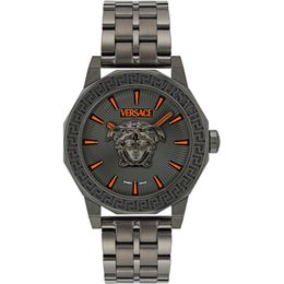 Versace Herren &raquo;MEDUSA DECO GENT&laquo; Armbanduhr, Herrenuhr, Swiss Made, Saphirglas, Edelstahlarmband,analog grau