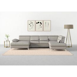 Sit & More sit&more Wohnlandschaft &raquo;Cabrio U-Form, B: 359 cm, mit Sitztiefen-, Arm- & Kopfteilverstellung&laquo; 3 Nierenkissen, Federkern, optional Bettfunktion und 