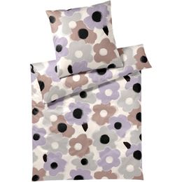 Elegante Bettw&auml;sche &raquo;Flowers&laquo; 2 Stk. angenehmes Hautgef&uuml;hl lila Mako-Satin, Obermaterial: 100% Baumwolle