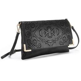 Vivance Damen Umh&auml;ngetasche &raquo;Clutch&laquo; Abendtasche, Minibag, Handtasche, Schultertasche, Crossbody Bag VEGAN schwarz