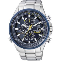 Citizen Herren Funkchronograph &raquo;Promaster Blue Angels&laquo; Armbanduhr, Herrenuhr, Solar, Stoppfunktion, Edelstahlarmband silber