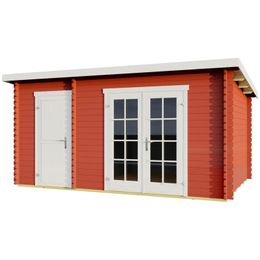 Lasita Maja Gartenhaus &raquo;Belmont 1&laquo; Blochbohlenhaus 28mm 2-Raum, Fundamentmass 3800x2500, Schwedenrot rot Holzwerkstoff