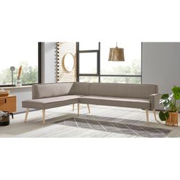 exxpo - sofa fashion Eckbank &raquo;Lungo, moderne Kedernaht, bequem und elegant, hoher Holzfu&szlig;&laquo; hochwertige Detailverarbeitung, frei im Raum stellbar grau 