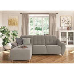 Home Affaire Ecksofa &raquo;Boston L-Form&laquo; Kopfteilverstellung an jeder Sitzfl&auml;che, wahlweise Relaxfunktion braun Struktur (100% Polyester);Luxus-Microfaser