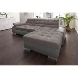 Sit & More sit&more &raquo;Ontario L-Form&laquo; XXL, wahlweise mit Bettfunktion grau Struktur (100% Polyester);Luxus-Microfaser ALTARA NUBUCK (100% Polyester);Luxus-