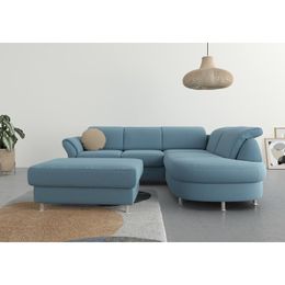 Sit & More sit&more Ecksofa &raquo;Apulia L-Form&laquo; wahlweise Bettfunktion, Bettkasten und Kopf- und Armteilverstellung blau Webstoff (100% Polyester);Struktur weich (90