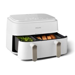Philips Hei&szlig;luftfritteuse &raquo;Airfryer 3000 Dual Basket NA352/00, zwei K&ouml;rbe mit 9L (3L+6L)&laquo; 2750 W RapidAir Technologie und 12 Kochfunktionen; Schwarz wei&szlig; 