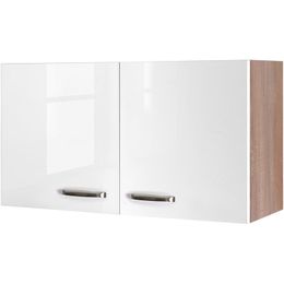 Flex-Well H&auml;ngeschrank &raquo;Florenz&laquo; (B x H x T) 100 x 54,8 x 32 cm wei&szlig; Holzwerkstoff Sonoma Eiche, B/H/T: 100cm x 54cm x 32cm, T&uuml;ren: 2 Stk.