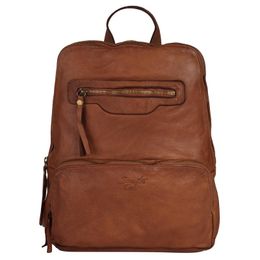 Samantha Look Damen Cityrucksack echt Leder, Made in Italy braun B/H/T: 36cm x 26cm x 13cm, onesize