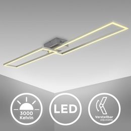 B.K.LICHT LED Deckenleuchte &raquo;BK_FR1502 Frame LED-Deckenlampe, 2-flammig, Schwenkbar, Chrom-Alu&laquo; LED-Modul 1 Stk. Warmwei&szlig; 40W, B&uuml;roleuchte, 3000 K Warmwei&szlig;es 