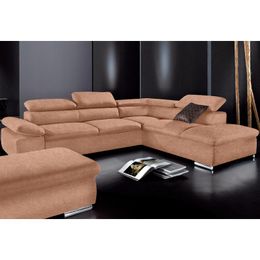 Sit & More sit&more Ecksofa &raquo;Alcudia L-Form&laquo; mit Armteilverstellung, optional Kopfteilverstellung und Bettfunktion braun 100% Polyester