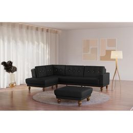 Sit & More sit&more Ecksofa &raquo;Orient 5 L-Form&laquo; mit Strass-Stein, wahlweise mit Bettfunktion und Bettkasten schwarz 100% Polyuretan