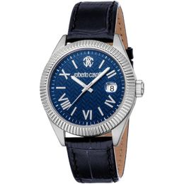 Roberto Cavalli Herren Roberto Cavalli Quarzuhr &raquo;Uomo Classico III&laquo; Armbanduhr, Herrenuhr, Lederarmband, analog, Tag blau