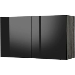 KOCHSTATION H&auml;ngeschrank &raquo;KS-Brindisi&laquo; 100 cm breit, 2 T&uuml;ren schwarz Holzwerkstoff, MDF